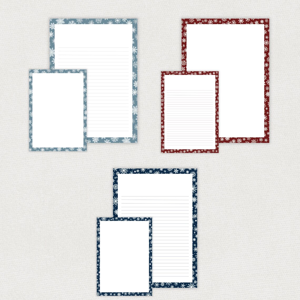 Snowflake Border Letter Writing Set, Printable Stationery, Lined ...