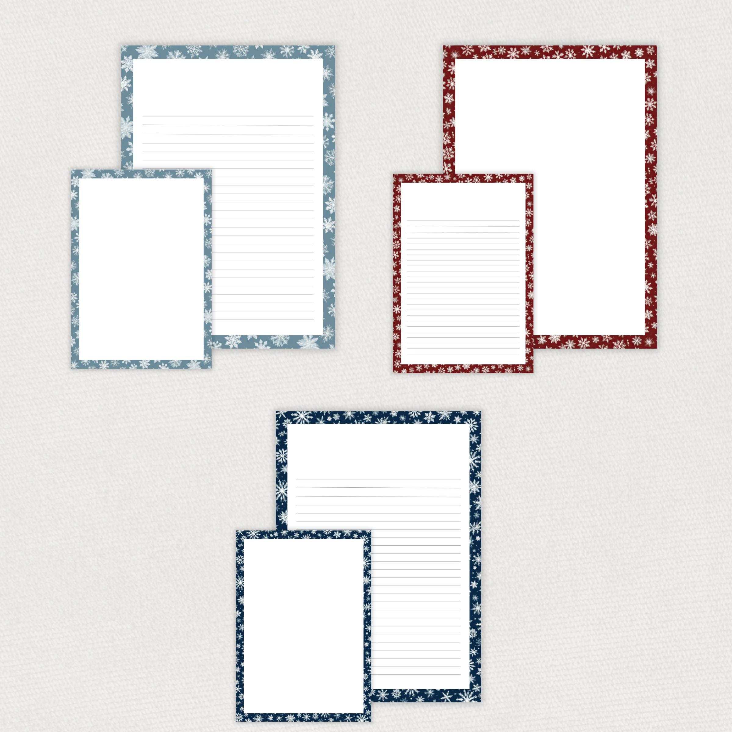 Snowflake Border Letter Writing Set, Printable Stationery, Lined ...