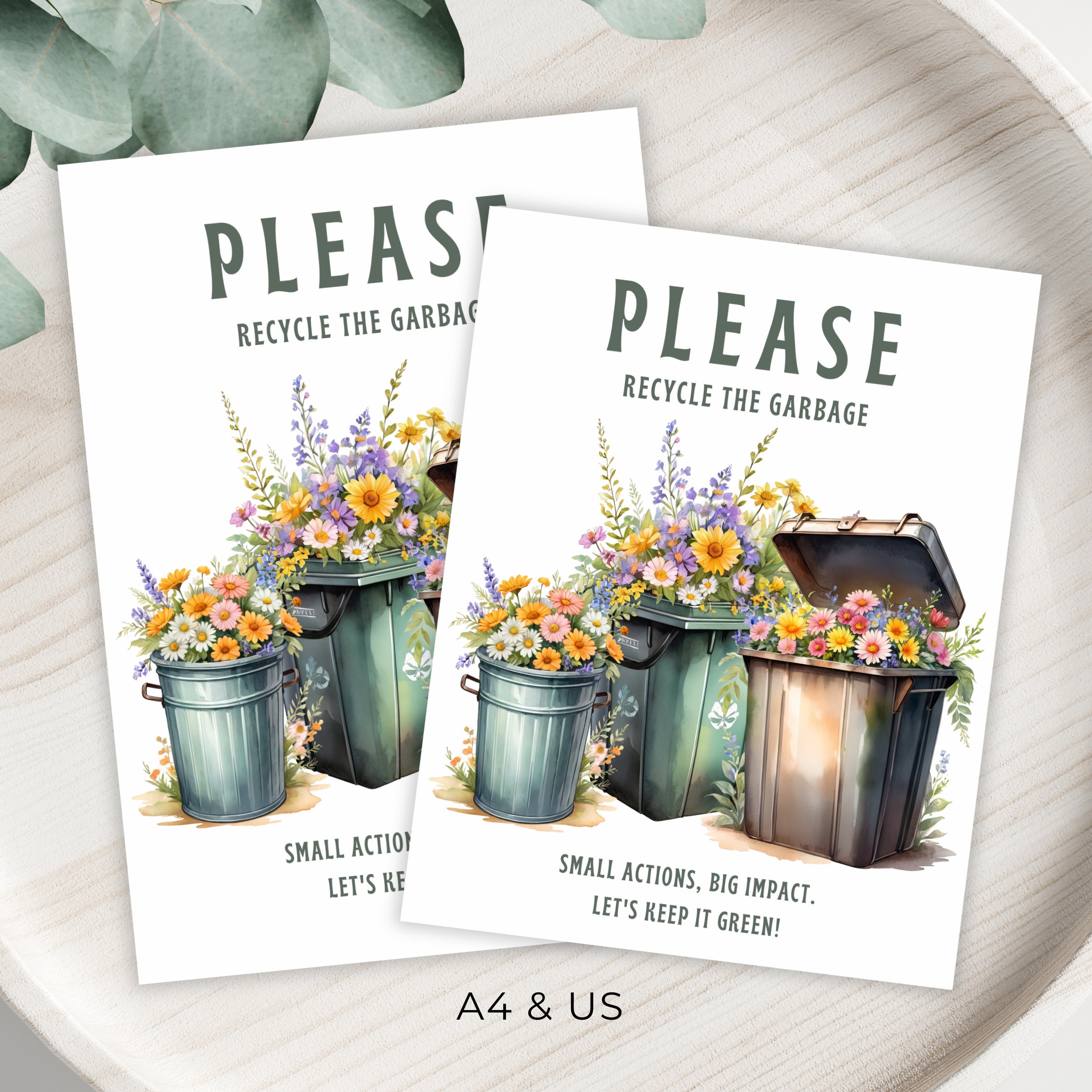 Garbage Reminder Flower Bin, Eco Friendly House Rules Printable ...