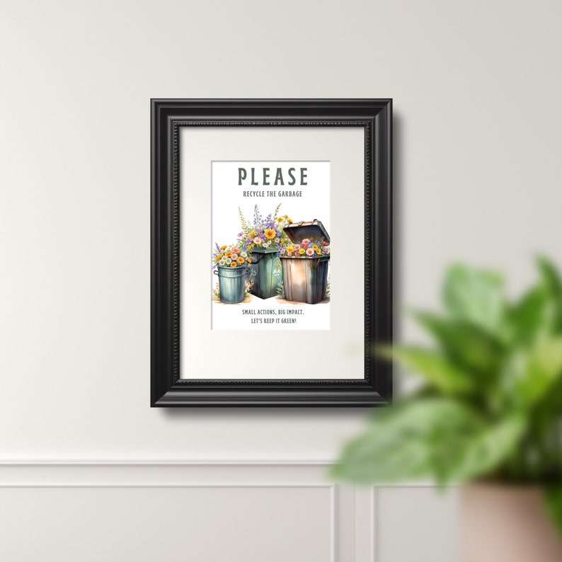 Garbage Reminder Flower Bin, Eco Friendly House Rules Printable ...