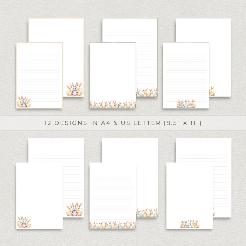 Easter Bunny Printable Writing Paper, Lined and Unlined Letter Writing ...