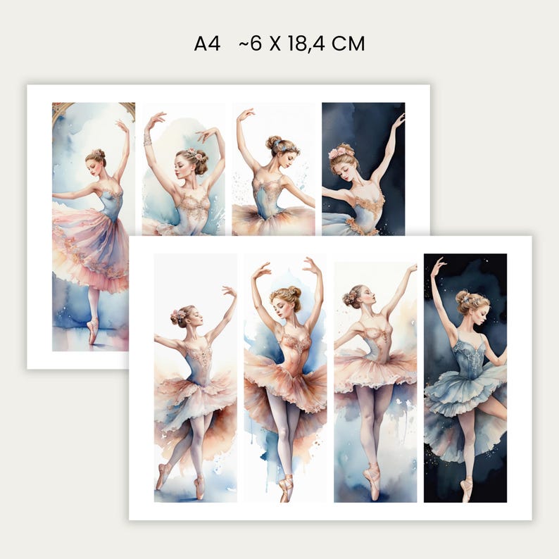 Printable Ballerina Bookmarks, Ballet Dancer Bookmark, Watercolor ...