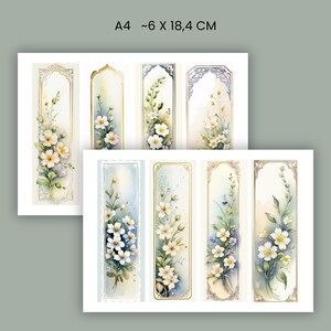 Printable Flower Bookmarks, Instant Download, Decorative Bookmark, Gift ...