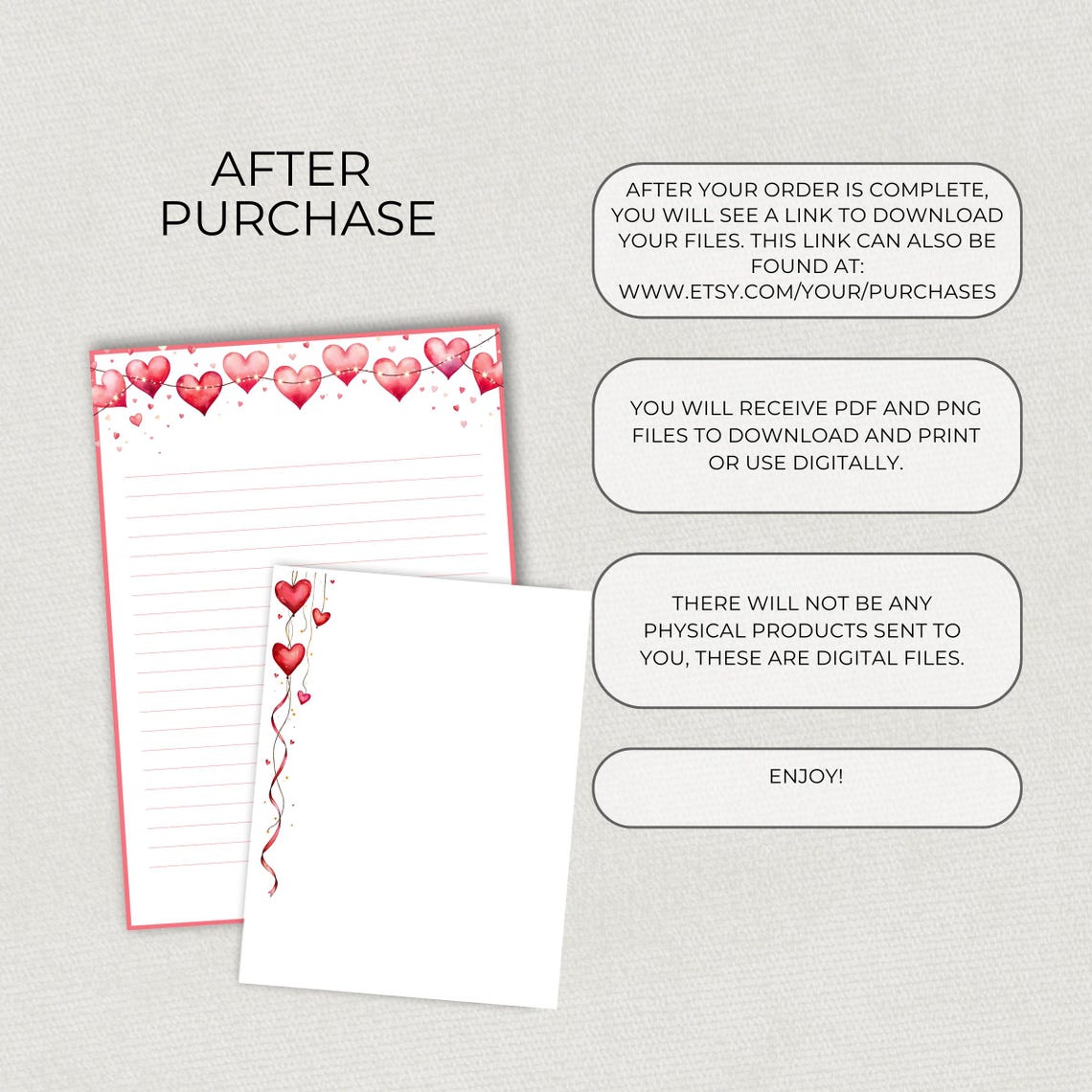 Red Heart Printable Writing Paper, Lined and Unlined Letter Writing Set ...