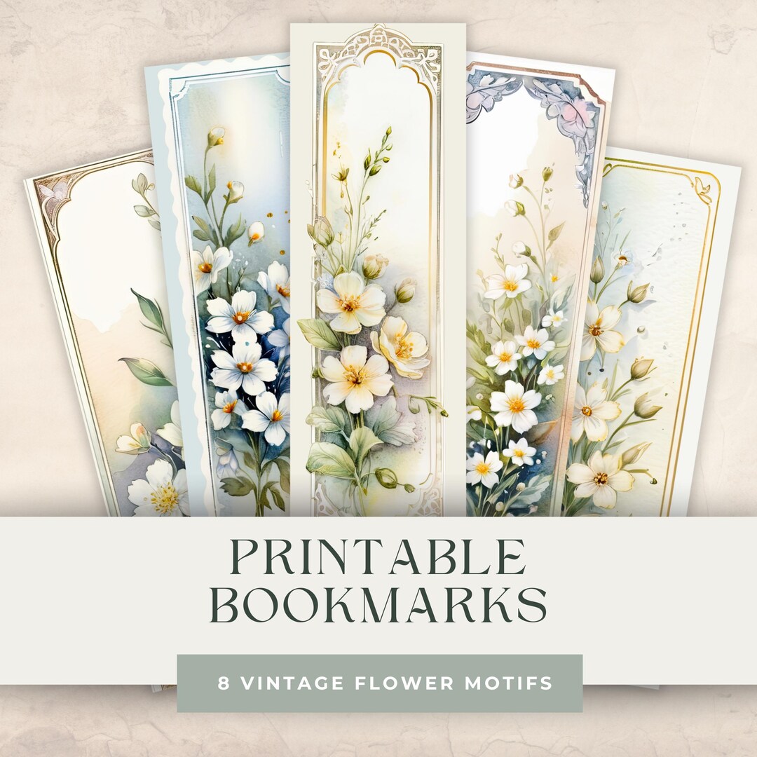 Printable Flower Bookmarks, Instant Download, Decorative Bookmark, Gift ...