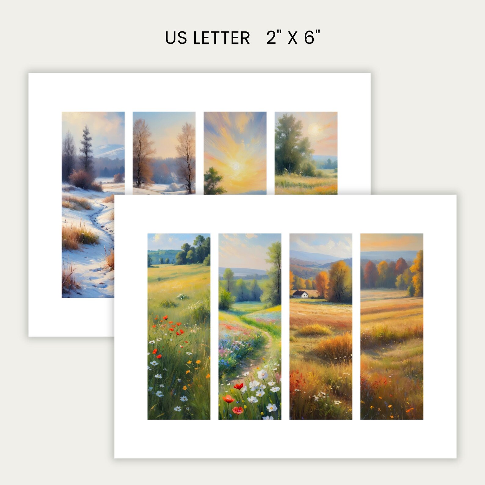 4 Seasons Landscape Bookmarks: Watercolor Nature Art (digital Download ...
