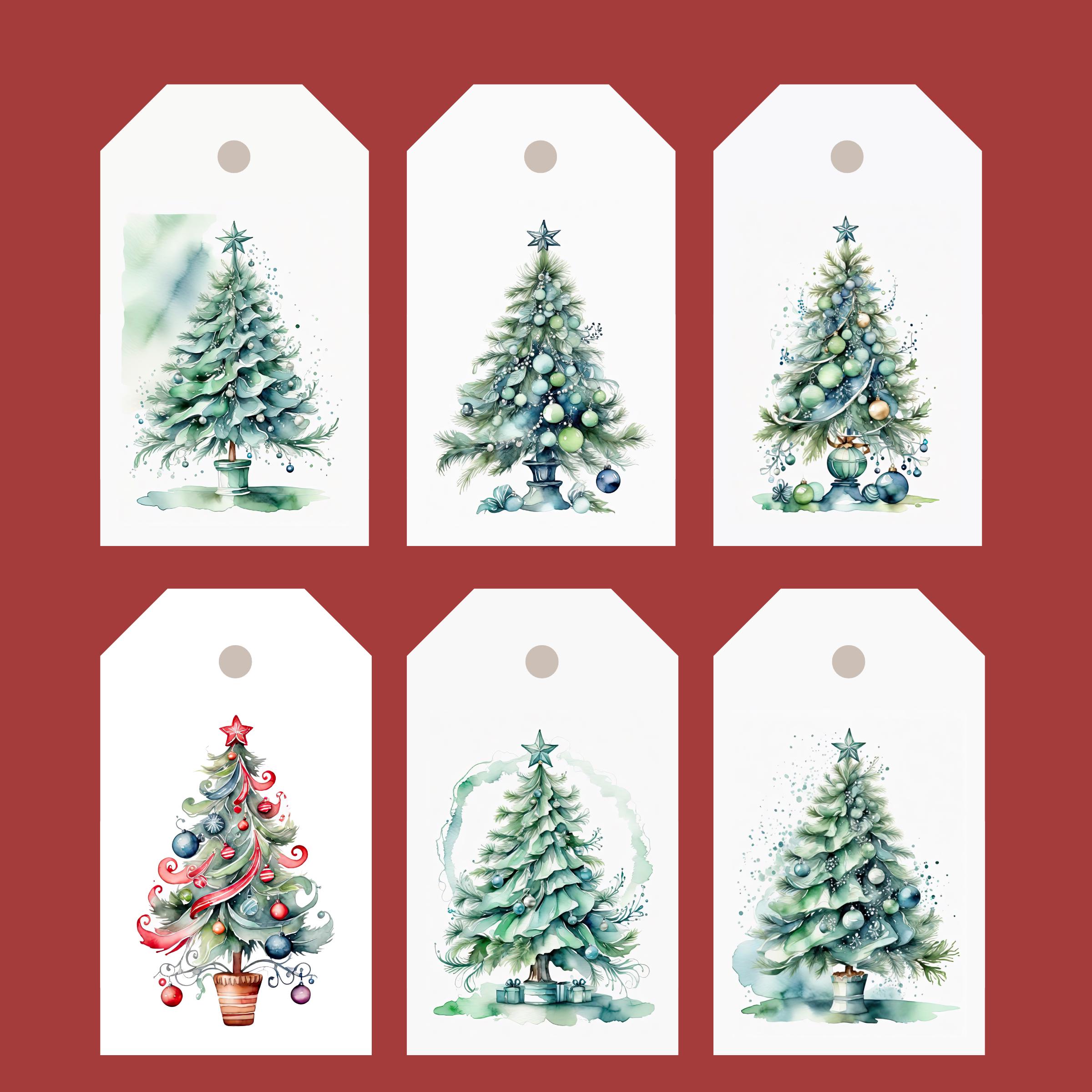 Christmas Tree Hang Tags Printable Labels, Gift Wrapping Supply, Xmas ...