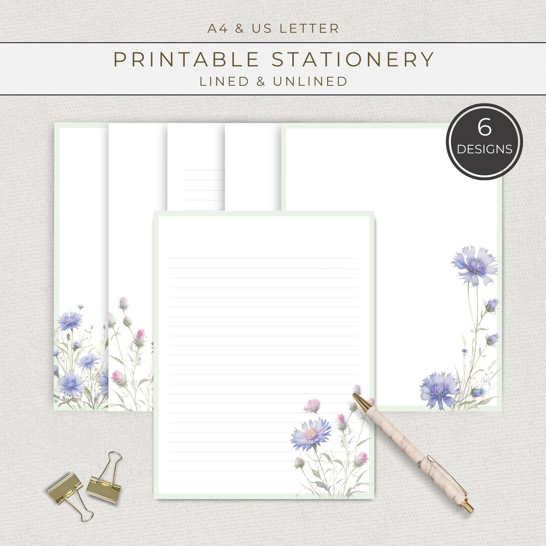 Cornflower Letter Writing Papers, Instant Download, Printable ...