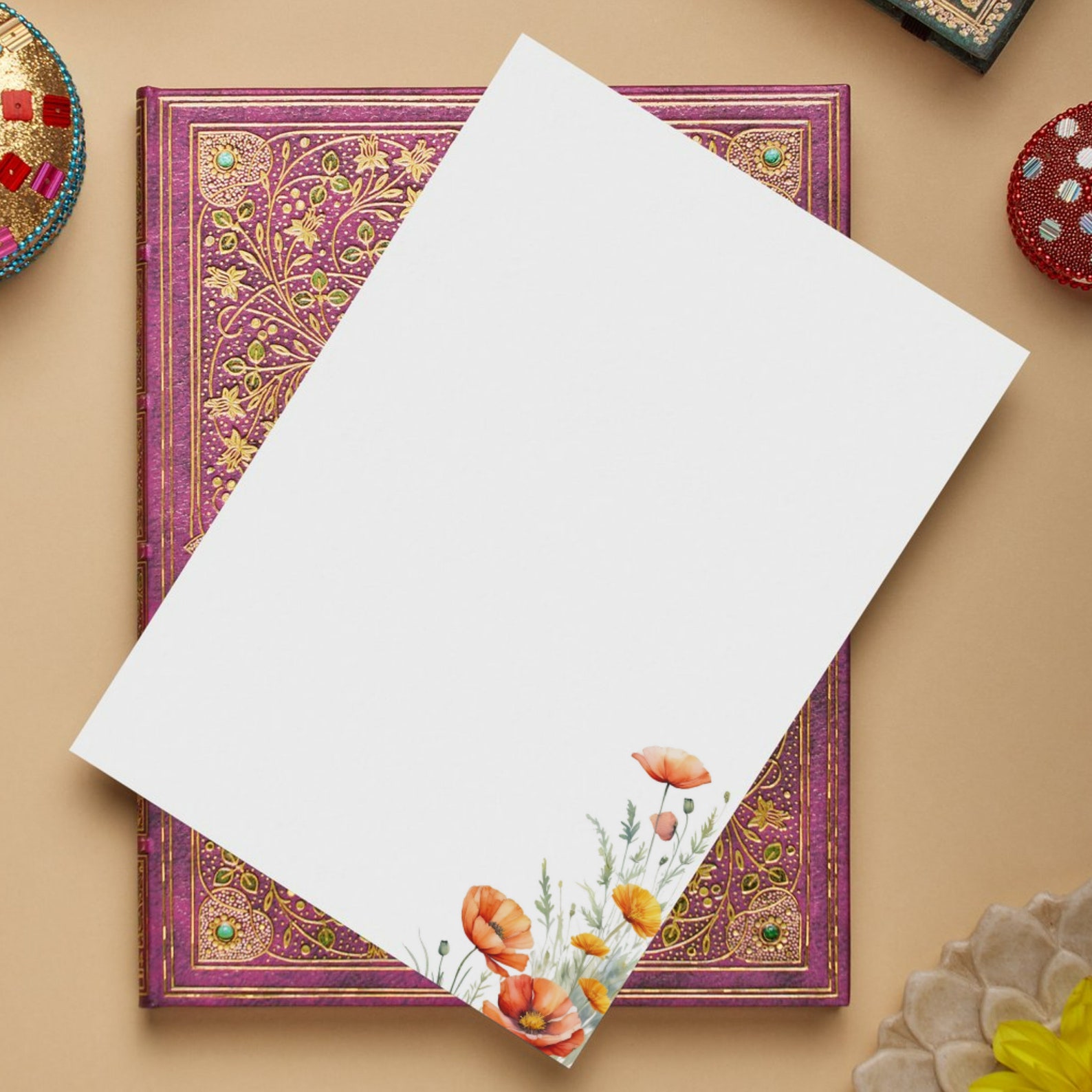 Poppy Letter Writing Set: Printable Stationery Papers (digital Download ...