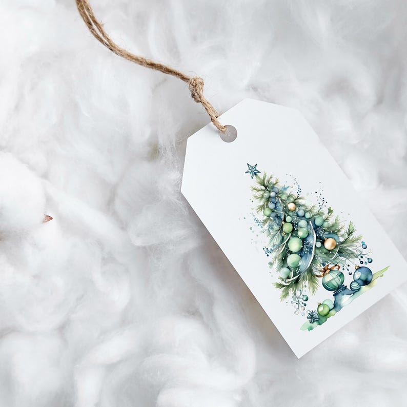 Christmas Tree Hang Tags Printable Labels, Gift Wrapping Supply, Xmas ...