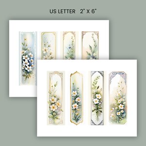 Printable Flower Bookmarks, Instant Download, Decorative Bookmark, Gift ...