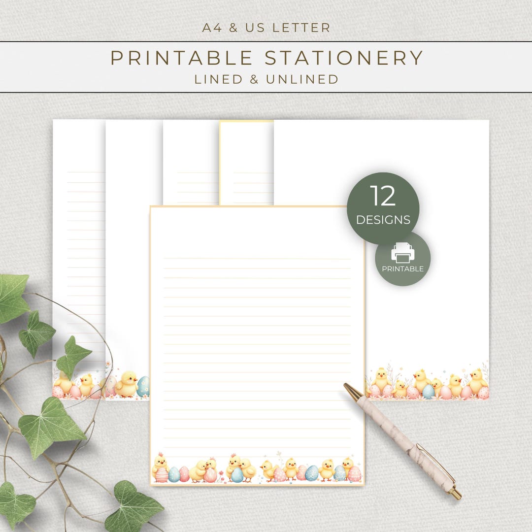Cute Easter Chick Writing Paper Set, Printable Stationery for Kids ...