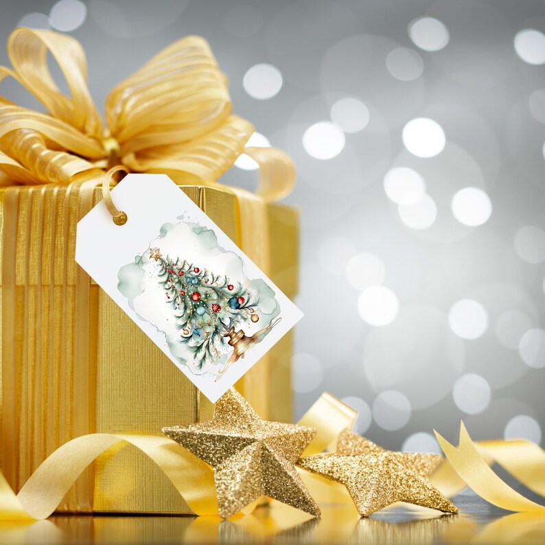 Christmas Tree Hang Tags Printable Labels, Gift Wrapping Supply, Xmas ...