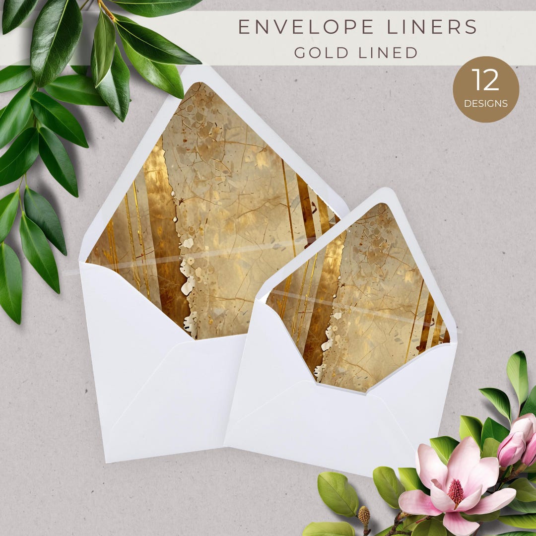 Gold Envelope Liner Instant Download, Printable Stationery Decoration ...