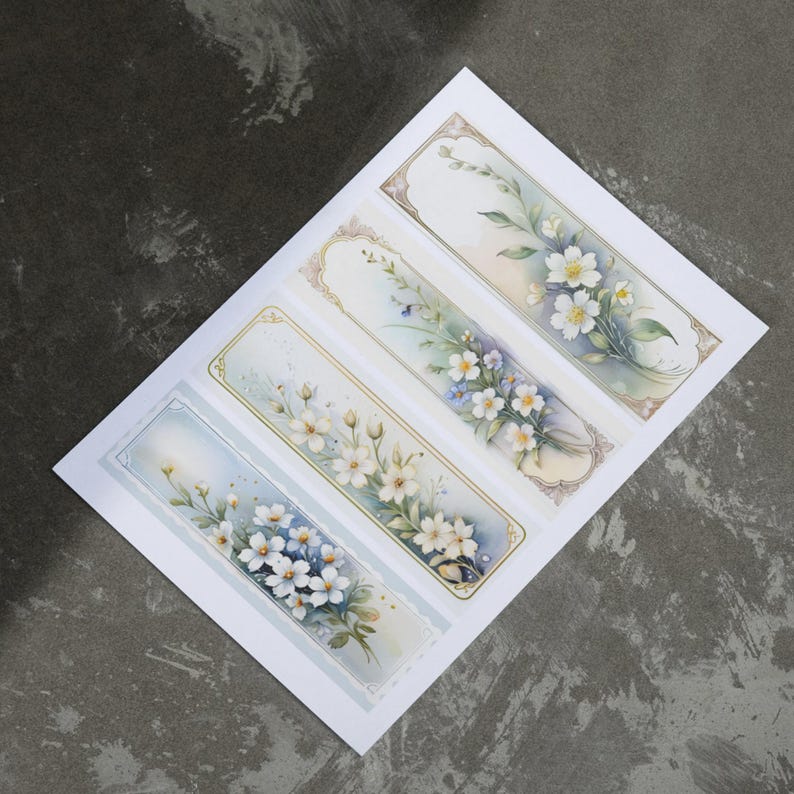 Printable Flower Bookmarks, Instant Download, Decorative Bookmark, Gift ...