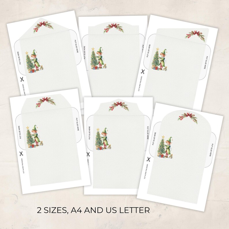 Printable Christmas Elf Envelope, Instant Download, DIY Xmas Stationery ...