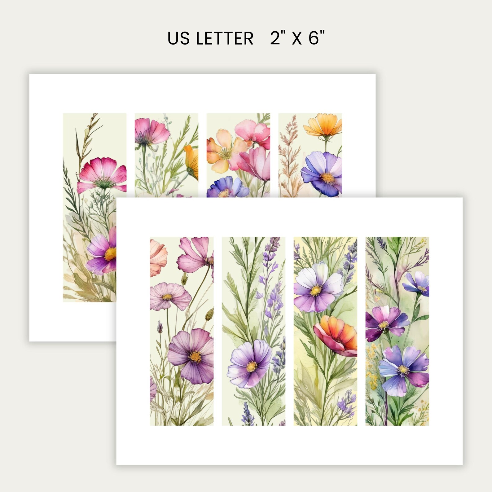 Wildflower Floral Bookmark Set, Printable Book Lover Gift, Instant ...