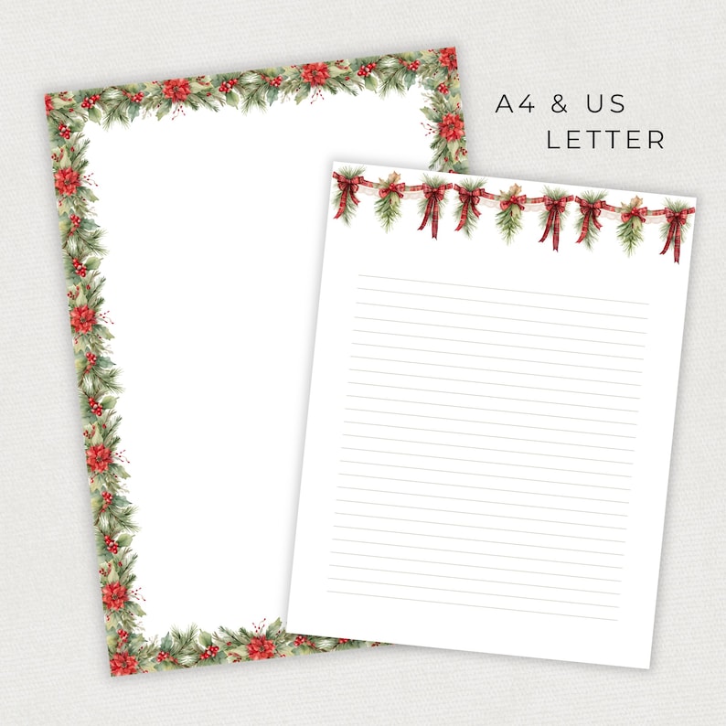 Printable Letter Writing Papers Set, Lined & Unlined Stationery ...