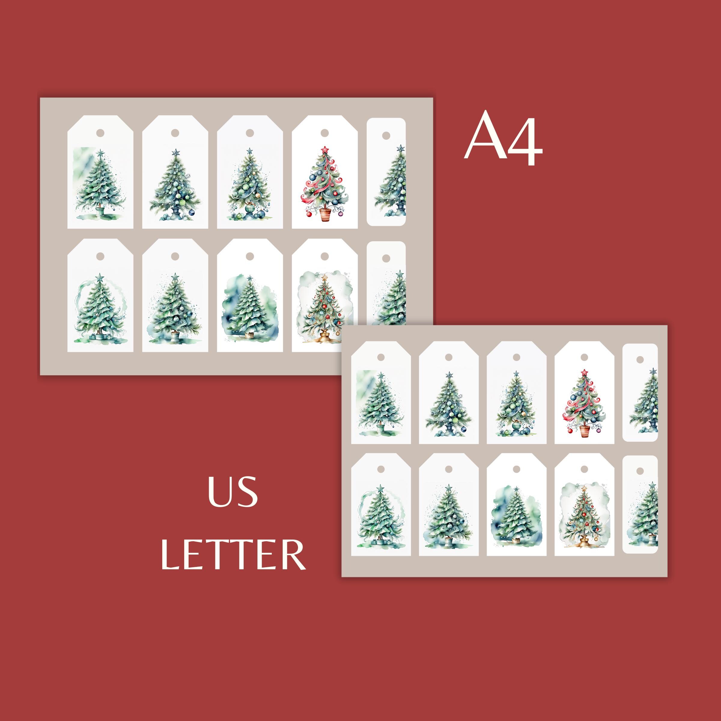 Christmas Tree Hang Tags Printable Labels, Gift Wrapping Supply, Xmas ...