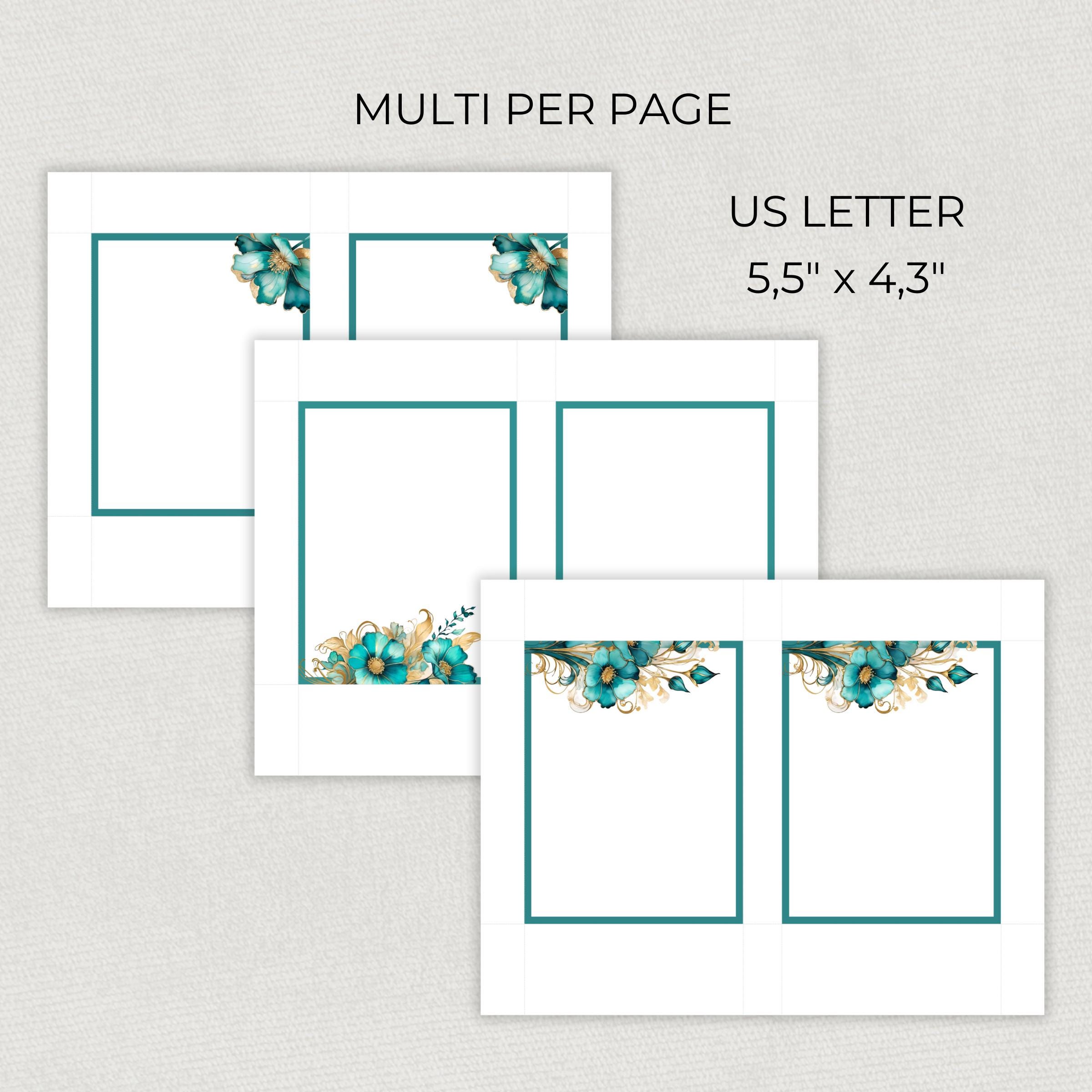 Teal Gold Printable Note Cards Instant Download, Last Minute Cards ...