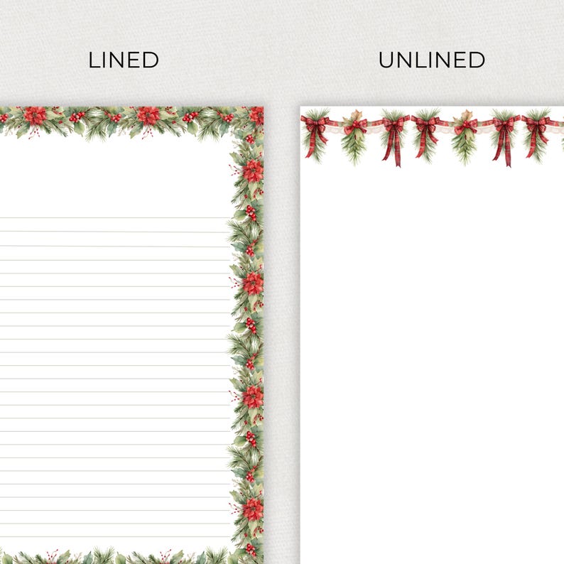 Printable Letter Writing Papers Set, Lined & Unlined Stationery ...