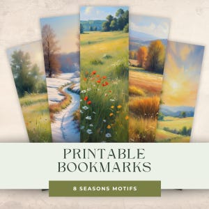 4 Seasons Landscape Bookmarks: Watercolor Nature Art (digital Download ...