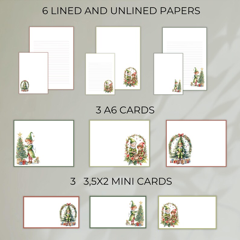 Printable Christmas Stationery and Cards, Busy Elf Stationery Bundle ...
