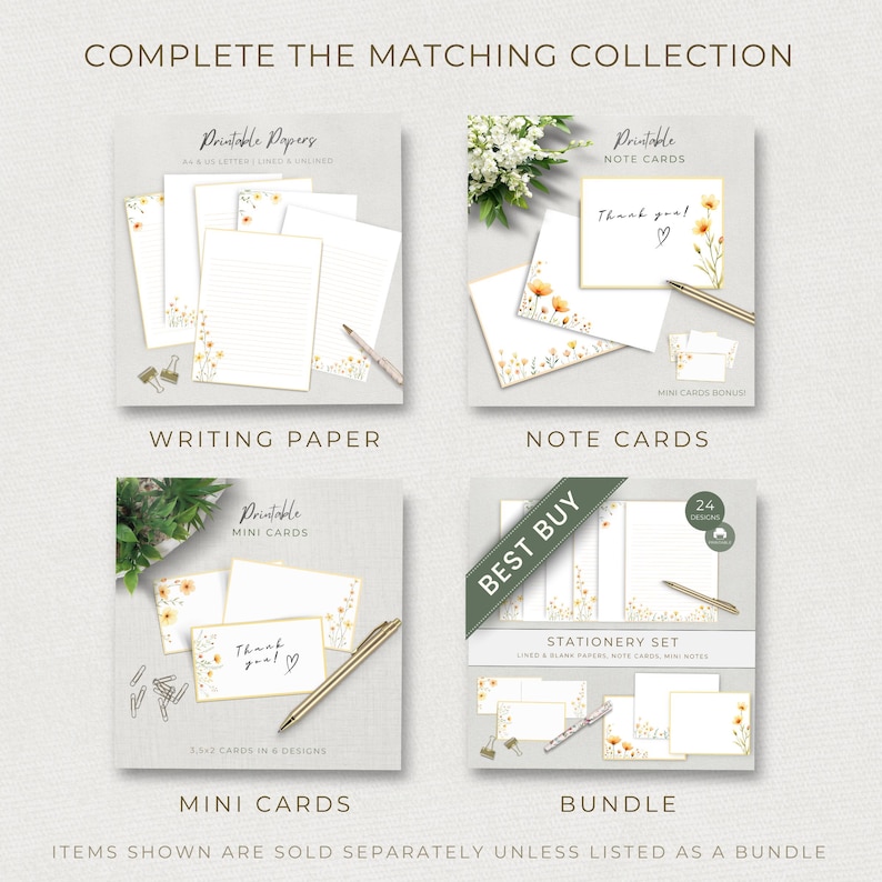 Yellow Flower Printable Writing Paper, Lined and Unlined Letter Writing ...