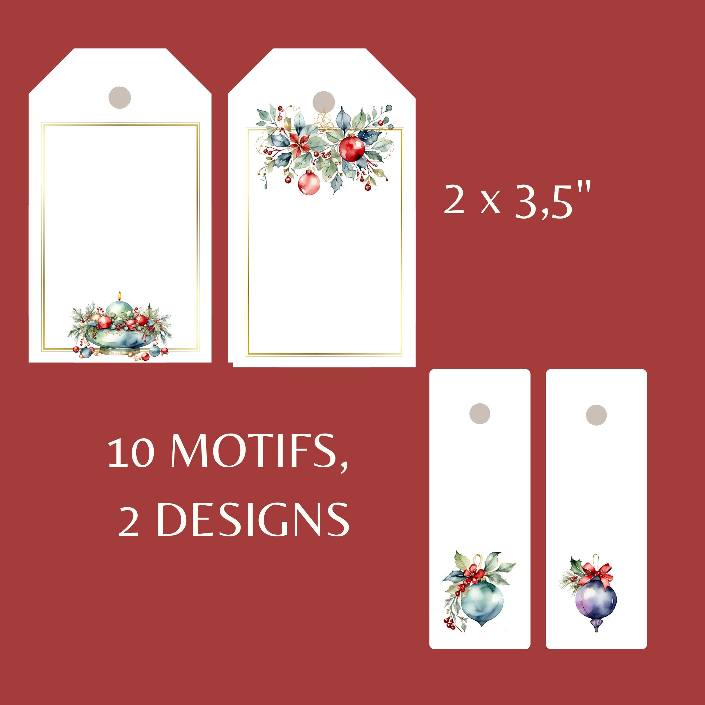 Printable Christmas Hang Tags Instant Download, Xmas Flower Gift Labels ...