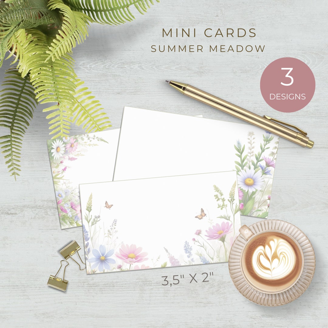 Printable Summer Meadow Gift Tags Pack, Digital Thank You Cards Set ...