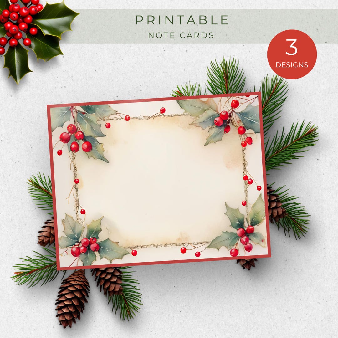 Blank Note Cards, Vintage Christmas Cards, Printable Card, Last Minute ...