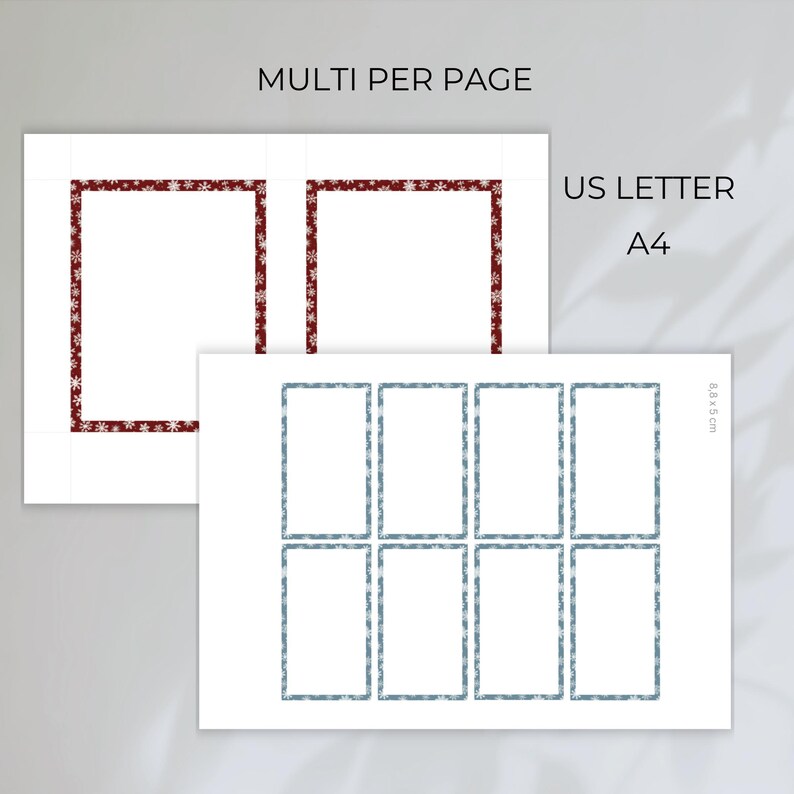 Snowflake Border Stationery Bundle, Printable Writing Paper, Note Cards ...