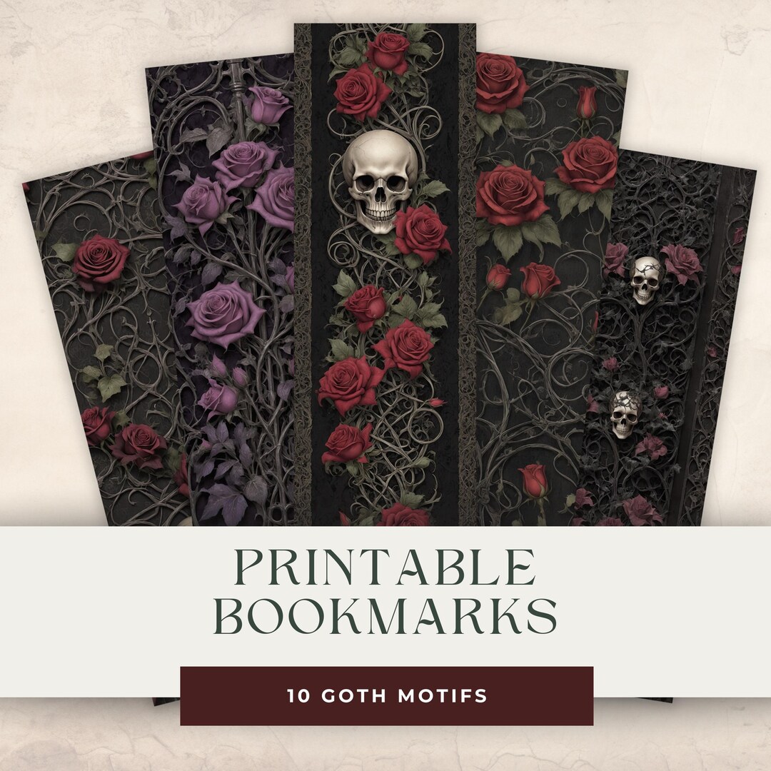 Gothic Style Printable Bookmarks, Instant Download, Booklover Gift ...