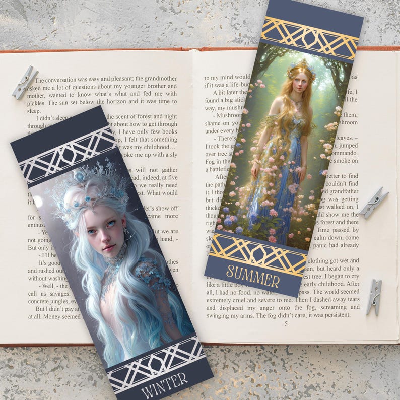 Four Seasons Bookmarks Printable Set, Ladies of the Seasons, Book Lover ...
