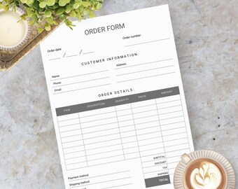 Small Business Order Form. Printable Instant Download. - Etsy