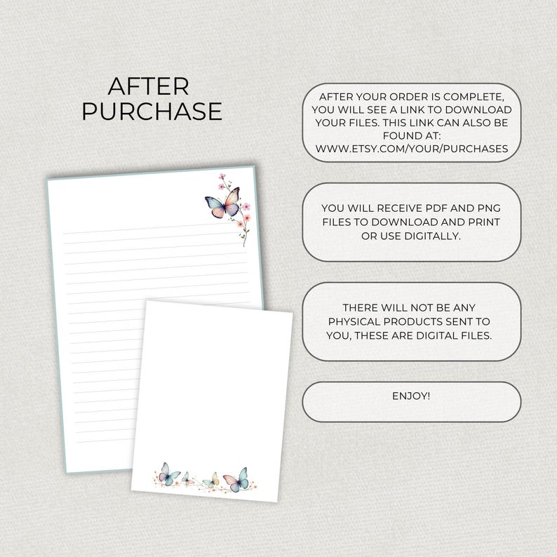 Butterfly Printable Writing Paper, Lined and Unlined Set for Pen Pal ...
