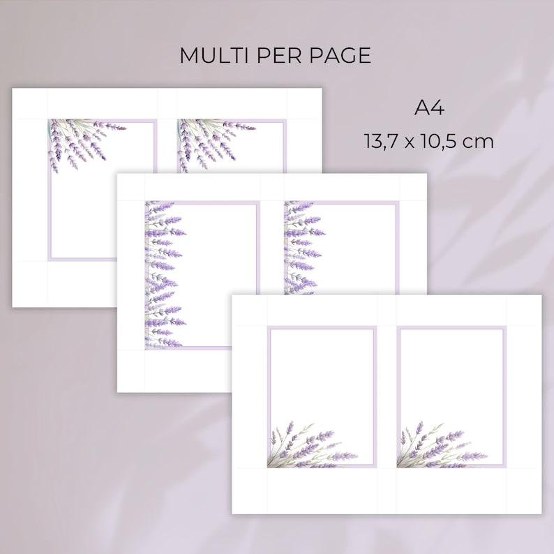Purple Lavender Flower Note Card, Floral Design, Instant Download ...
