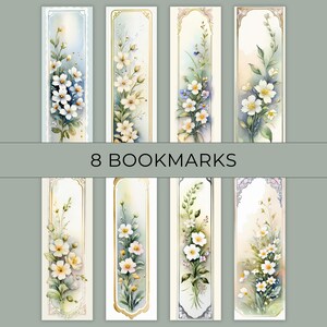 Printable Flower Bookmarks, Instant Download, Decorative Bookmark, Gift ...