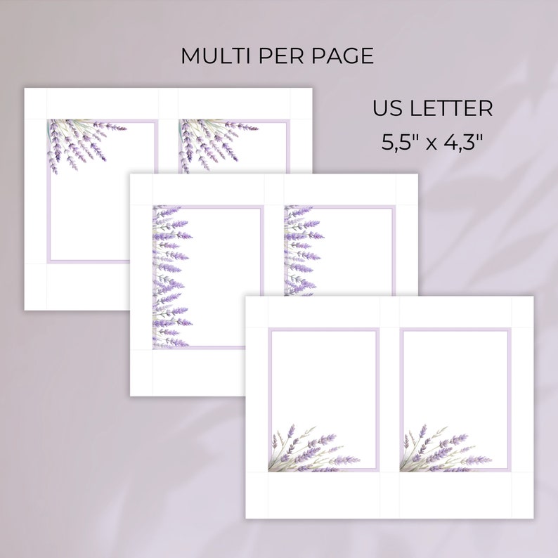 Purple Lavender Flower Note Card, Floral Design, Instant Download ...