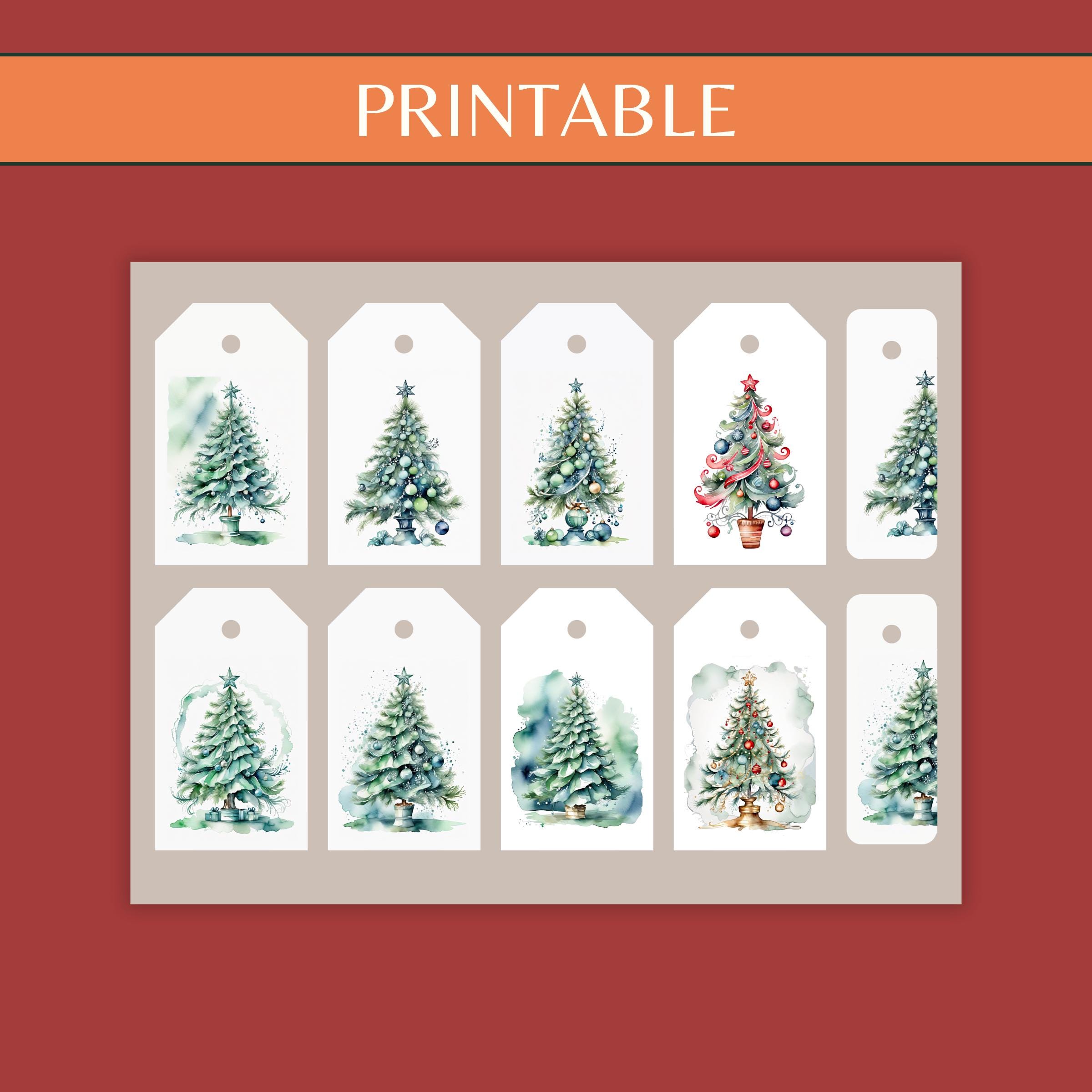 Christmas Tree Hang Tags Printable Labels, Gift Wrapping Supply, Xmas ...
