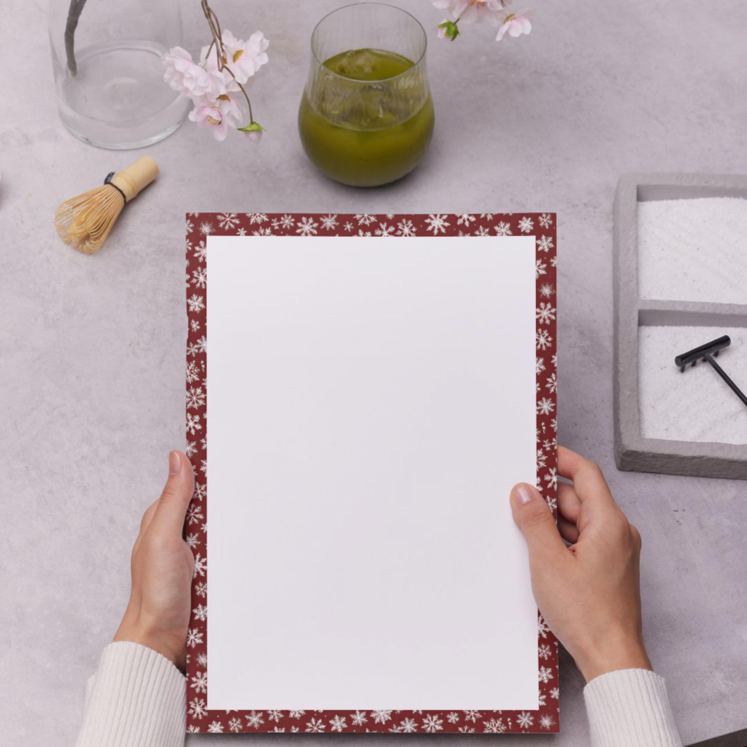 Snowflake Border Letter Writing Set, Printable Stationery, Lined ...