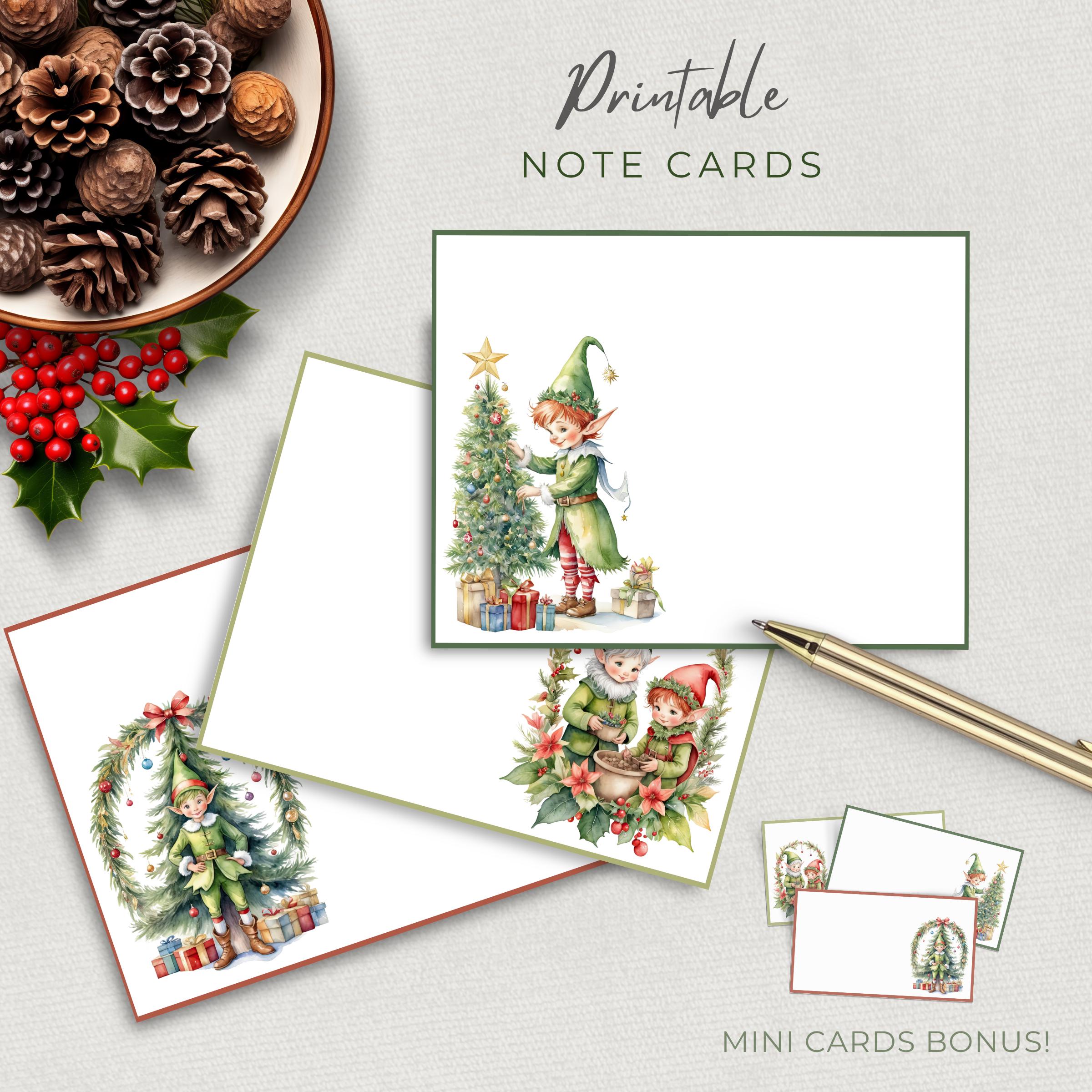 Busy Elf Printable Note Cards Set, Instant Download Christmas ...