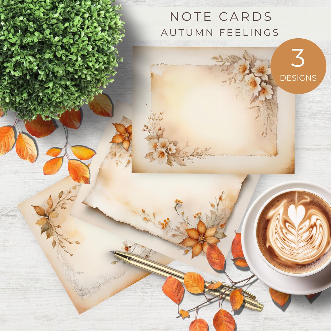Autumn Foliage Notecards: Customizable Stationery (digital Download) - Etsy