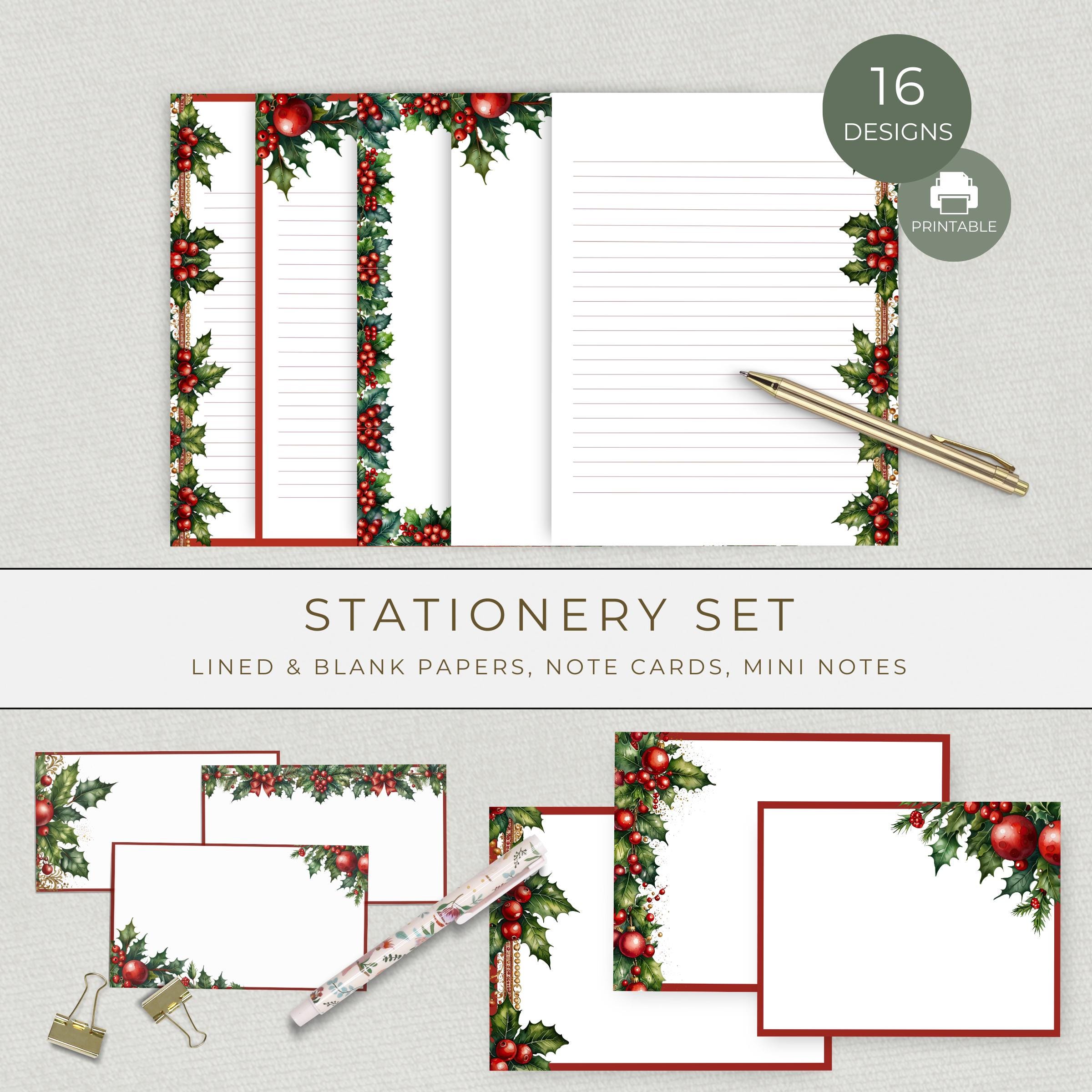 Mistletoe Stationery Bundle, Christmas Letter Writing Set, Holiday Note ...