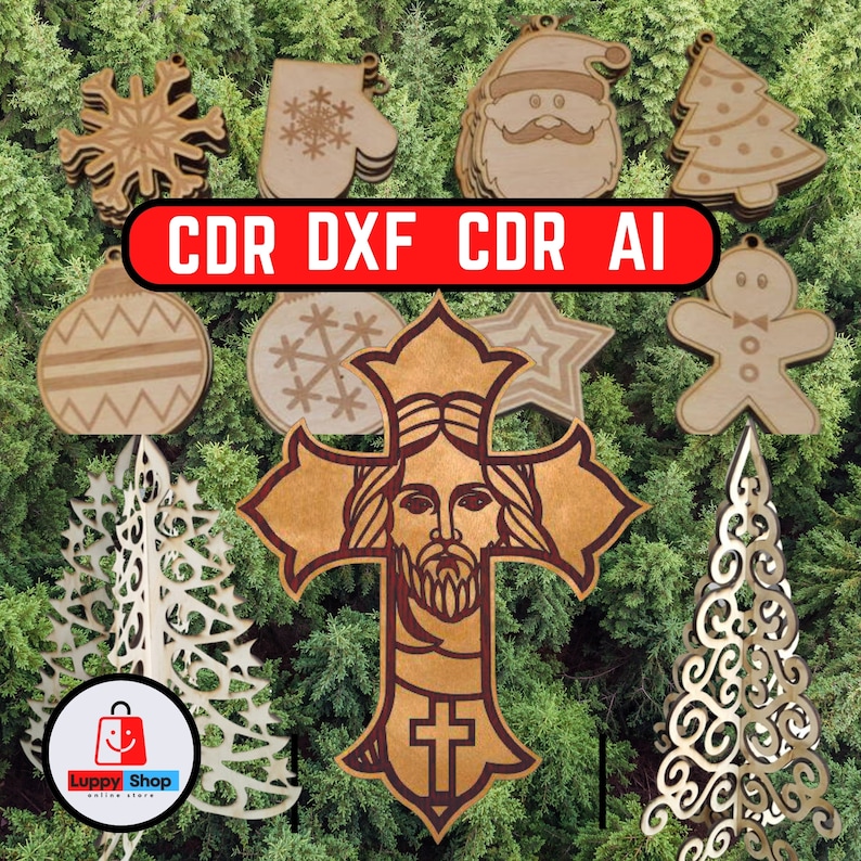 Christmas Ornaments Dxf Cdr Ai Svg Laser Cut Files - Etsy
