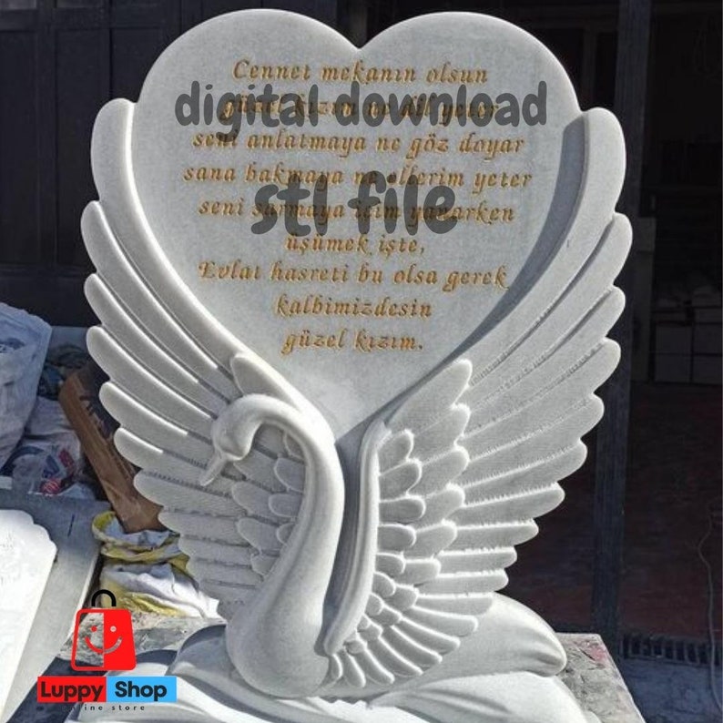 Grave Stone Swan Tombstone 3D Stl Model / Cnc Ready Models 3d STL Models for CNC Router - Etsy