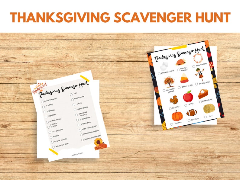 Thanksgiving Activities for Kids Scavenger Hunt, Printable Holiday ...