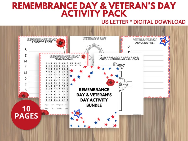 Veterans Day Gift, Remembrance Day, Veterans Day Poppy, Homeschool ...