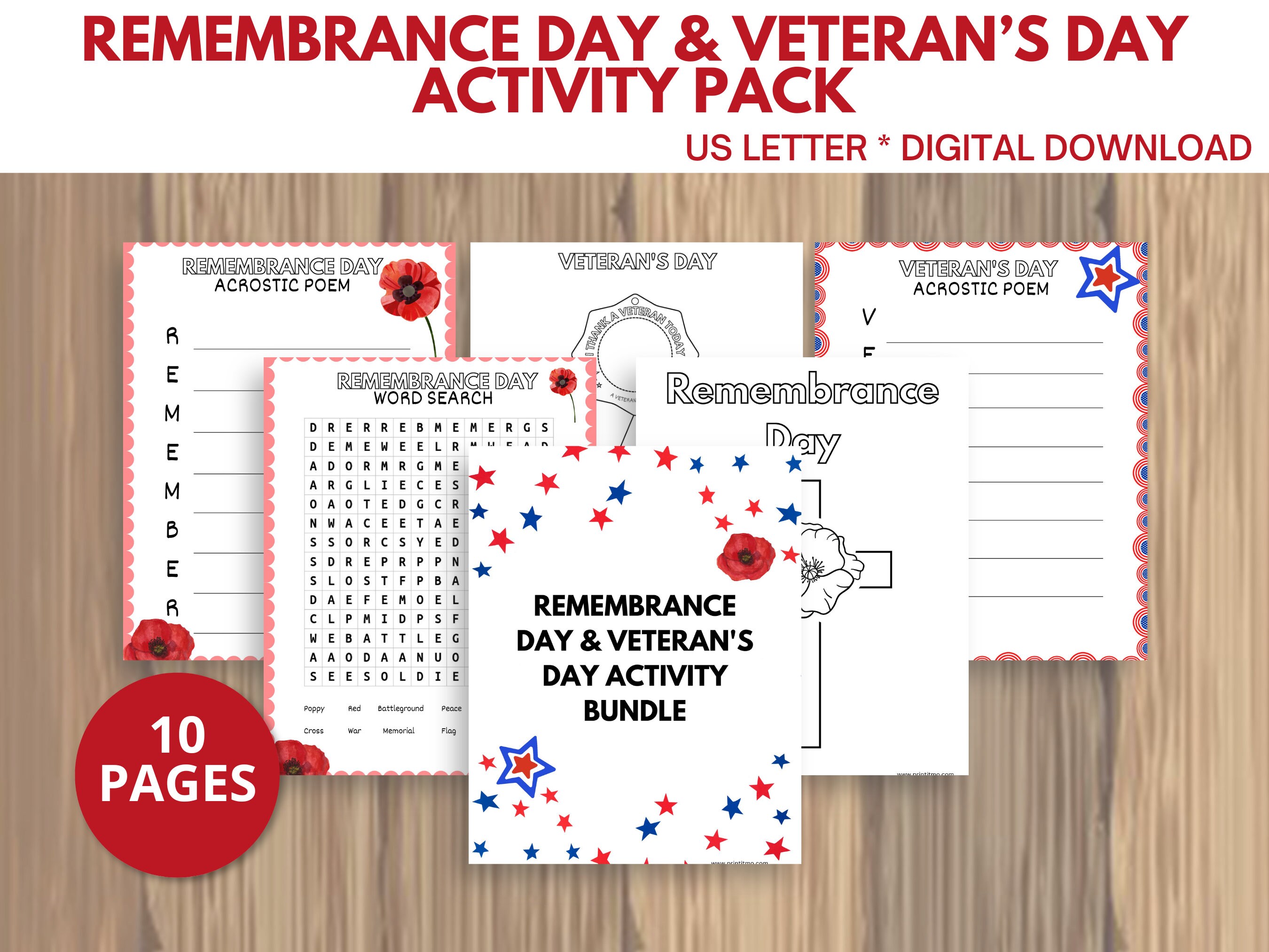 Veterans Day Gift, Remembrance Day, Veterans Day Poppy, Homeschool ...