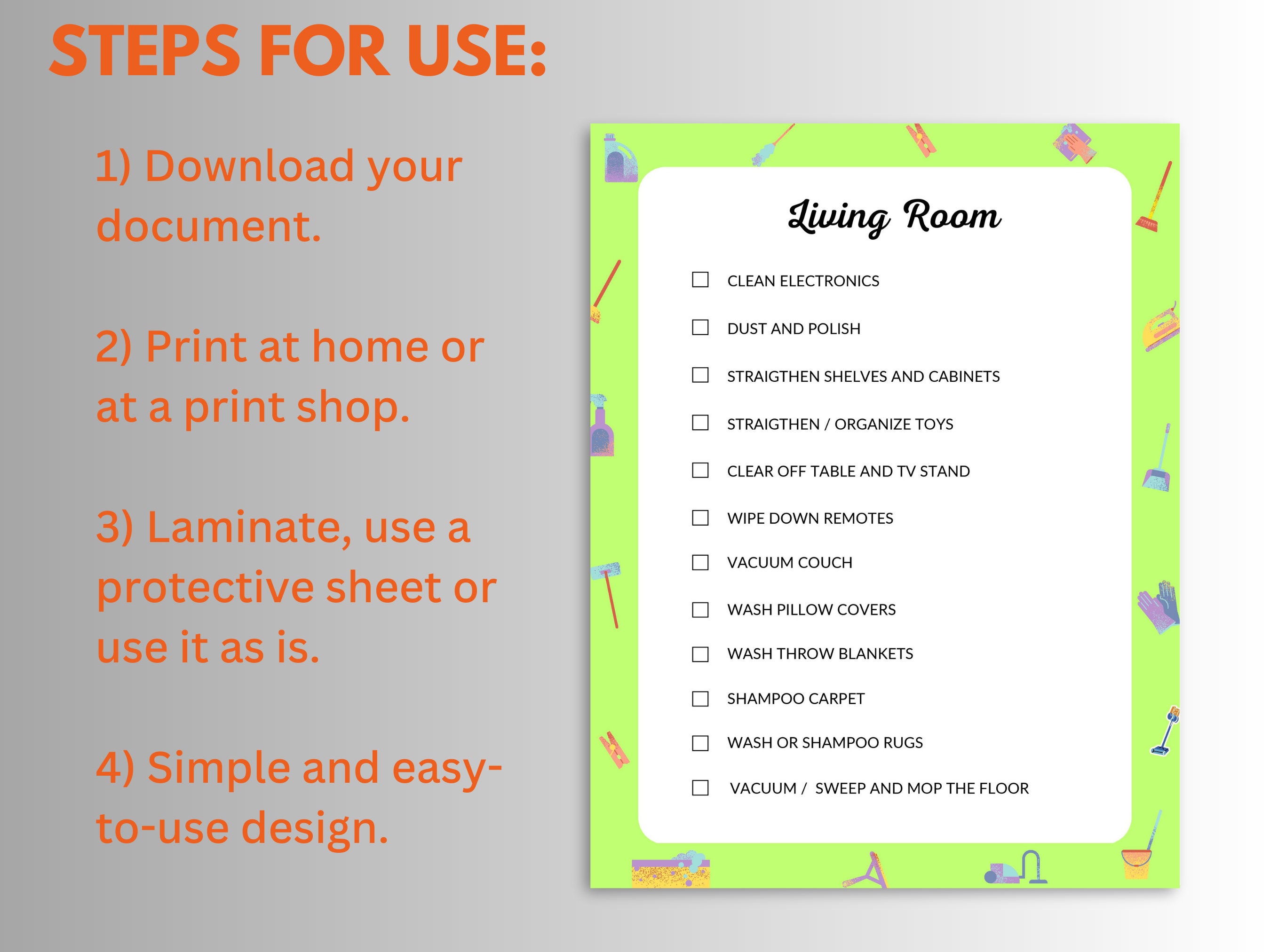 Deep Cleaning Checklist by Room, Spring Cleaning Checklist, House ...